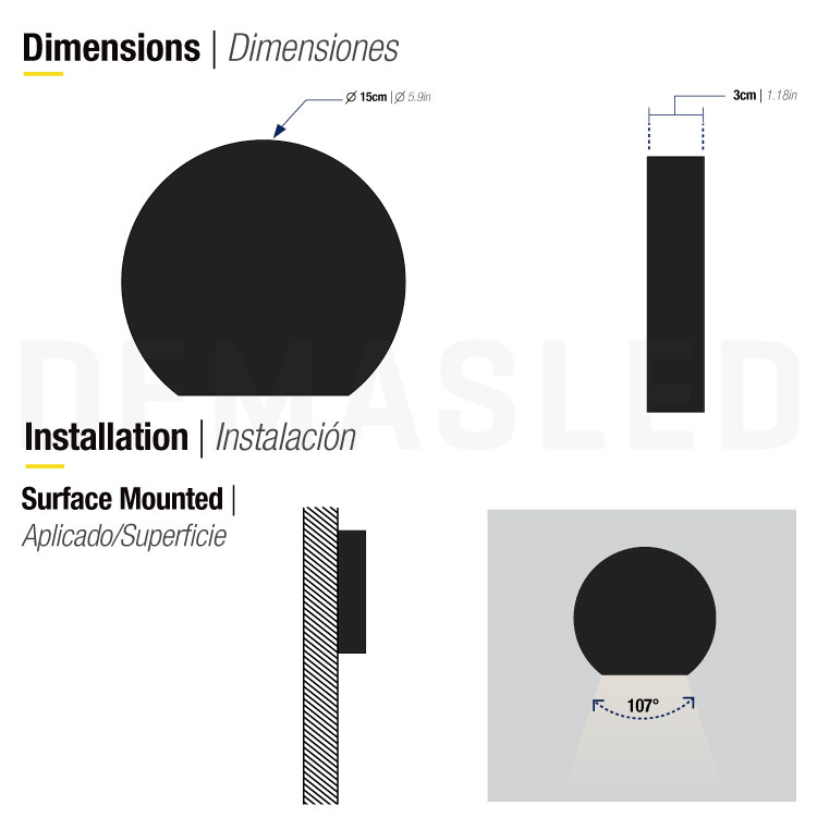 Aplique Exterior HALF MOON LED 7W 150lm Blanco Neutro 15cm 85-265V