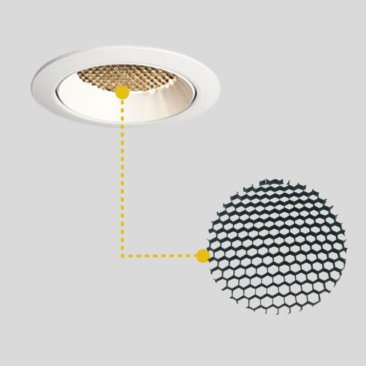 Filtro Anti-Reflejo Panal 5cm, para dicroicas LED GU10 y MR16