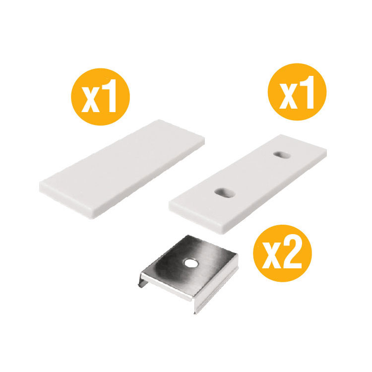 Kit de 2 tapas y 2 clips para perfil de aluminio, PER-33-2M
