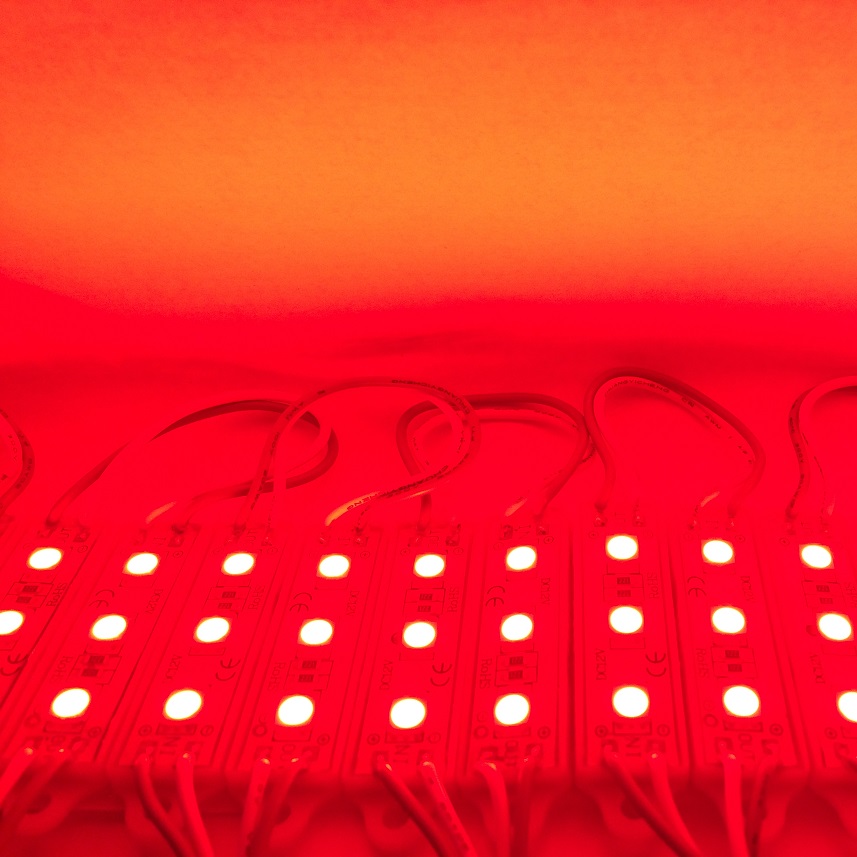 Módulo 12V rectangular 3 LEDs SMD5050 rojo IP65 0.72W