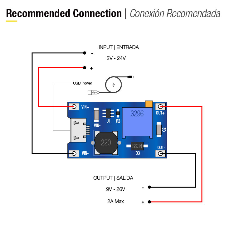 Adjustable Step-Up MT306 XY-016 Module 9-26V 2Amax Mini USB Booster DC-DC